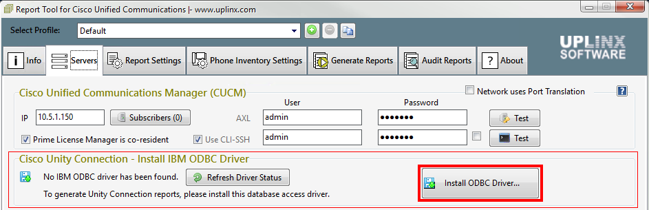 Unity Connection ODBC Setup Tool