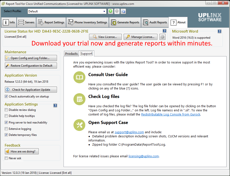 Report Tool for Cisco Unified Communications