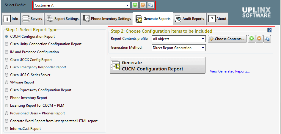 Using Server And Report Setting Profiles Optional