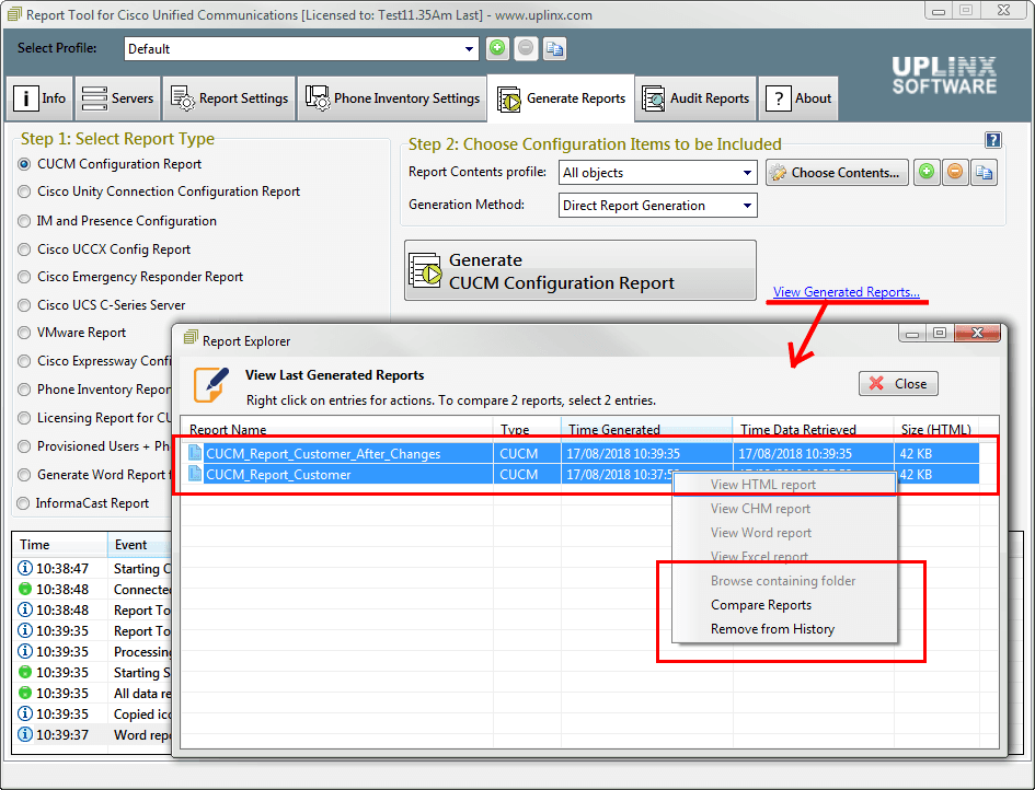 Report Explorer - View or Compare Generated Reports