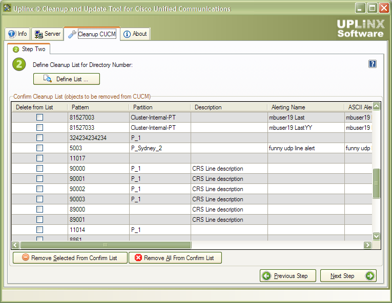 cleanup-directoryNumbers - Uplinx Software